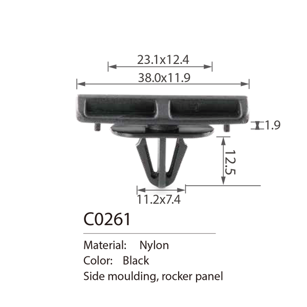 C0261 Side Moulding Clip – Pro Auto Rubber