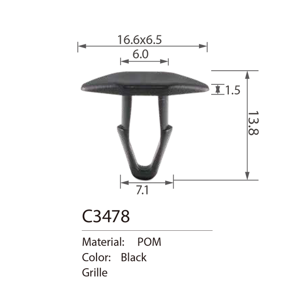 C3478 Hood Seal Clip – Pro Auto Rubber