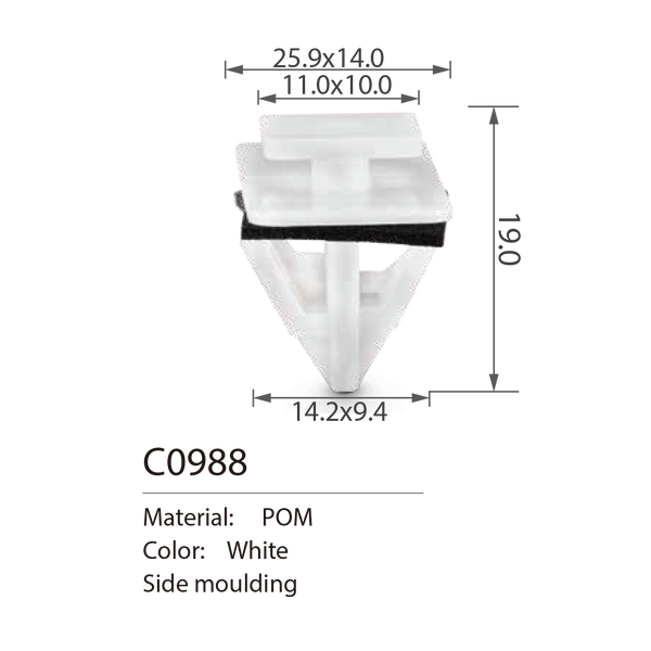 C0988 Side Moulding Clip – Pro Auto Rubber